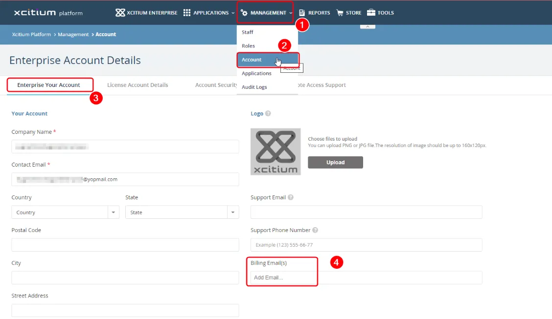 Update Billing Email Address